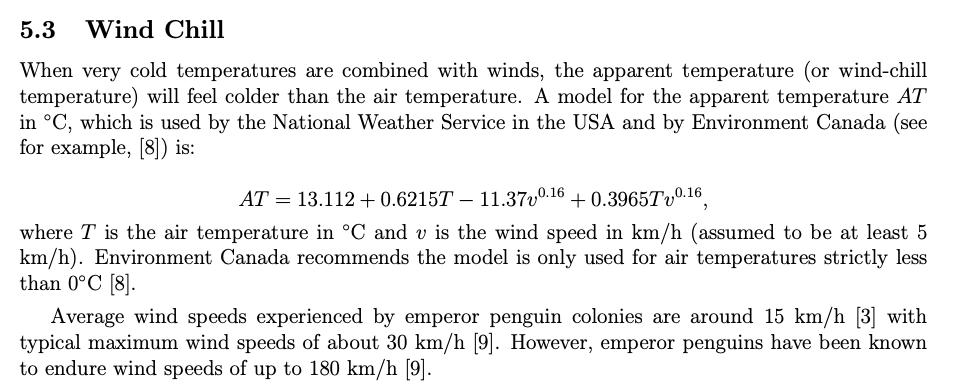 Solved 5.3 Wind Chill When very cold temperatures are | Chegg.com