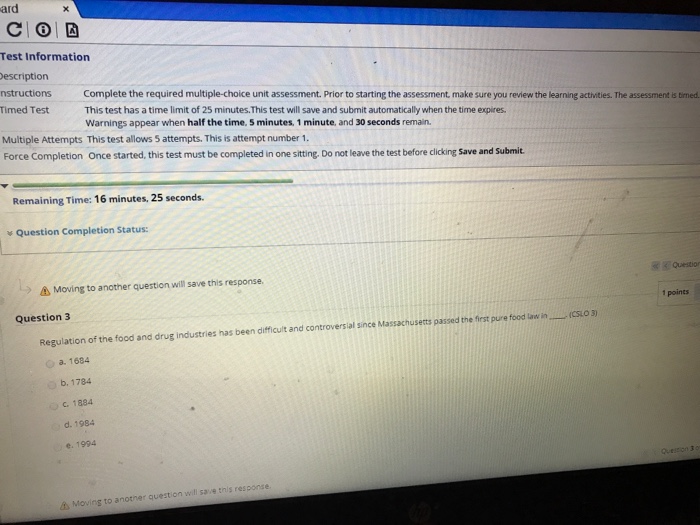 Solved ard Test Information escription nstructions Complete | Chegg.com