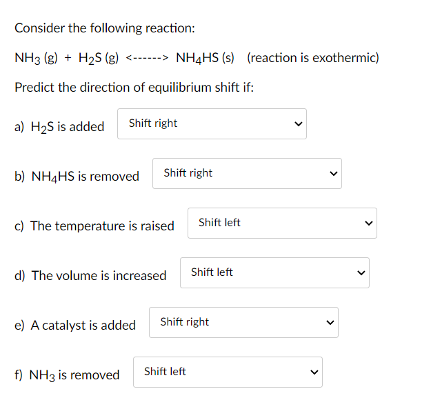 Solved Consider the following reaction: NH3 (g) + H2S (g) | Chegg.com