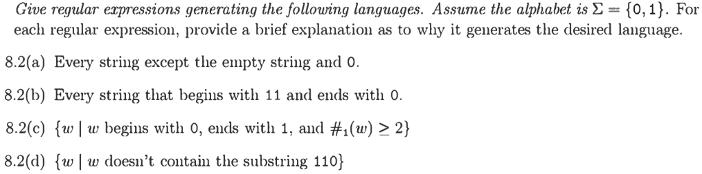 Solved For each of the following languages, give two strings | Chegg.com