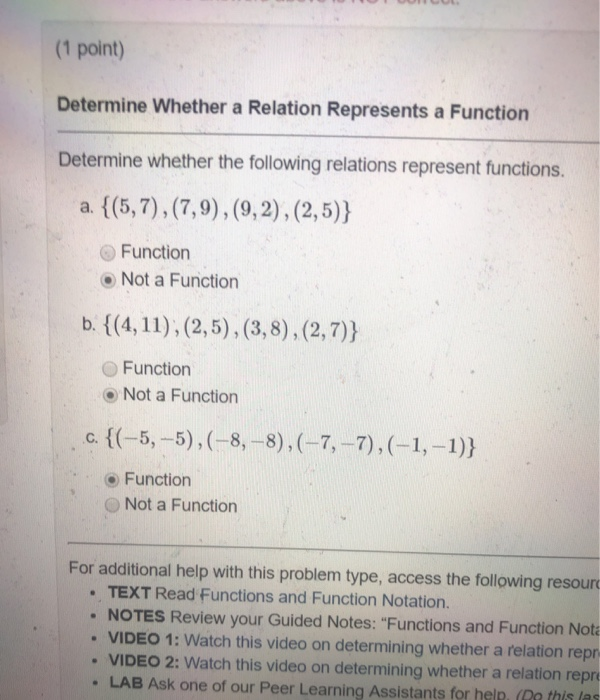 Solved (1 point) Determine Whether a Relation Represents a | Chegg.com