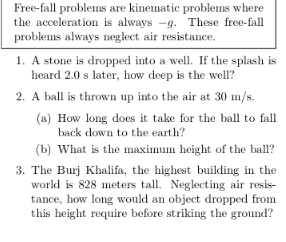 Solved Free Fall Problems Are Kinematic Problems Where The Chegg
