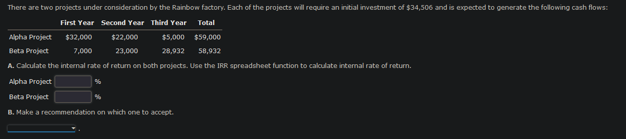 Solved A. Calculate the internal rate of return on both | Chegg.com