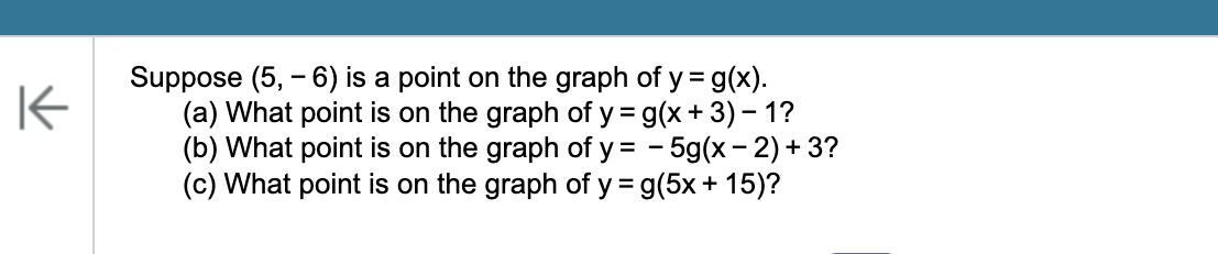 Solved Suppose (5,−6) is a point on the graph of y=g(x). (a) | Chegg.com