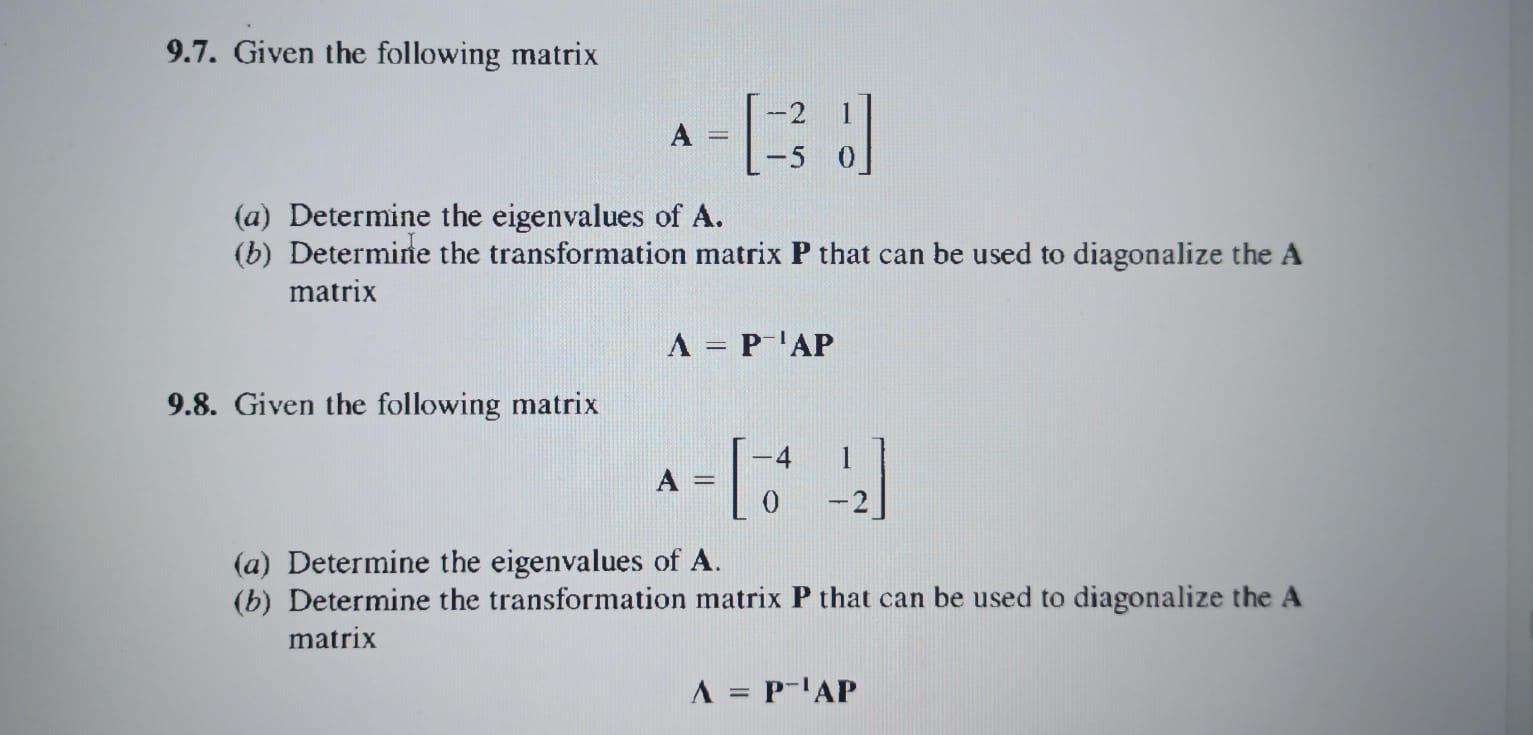 Solved 9.7. ﻿Given the following | Chegg.com