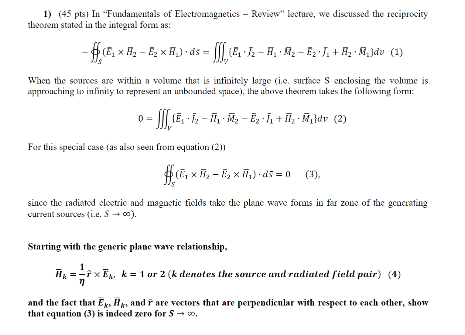 Solved (45 ﻿pts) ﻿In "Fundamentals of Electromagnetics - | Chegg.com