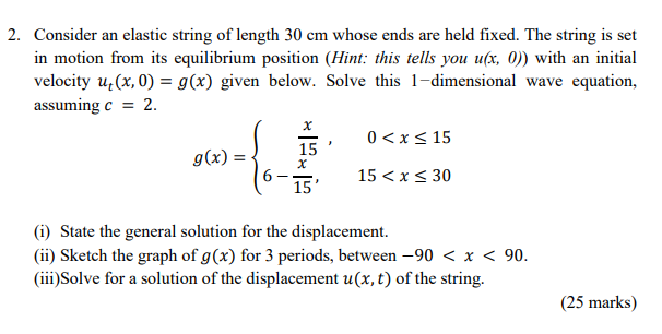 Solved 2. Consider an elastic string of length 30 cm whose | Chegg.com