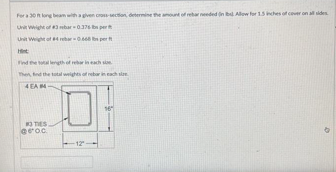 Solved For a 30 ft long beam with a given cross-section, | Chegg.com