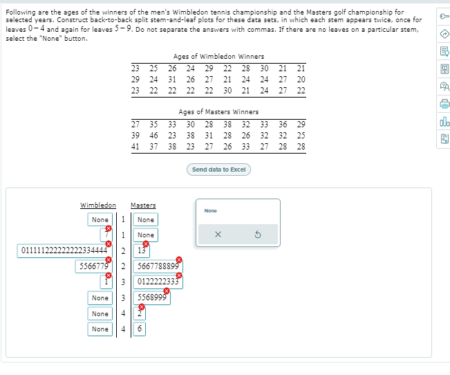 Solved Following are the ages of the winners of the men's | Chegg.com