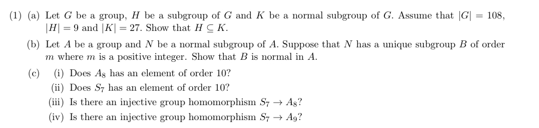 Solved 1) (a) Let G be a group, H be a subgroup of G and K | Chegg.com
