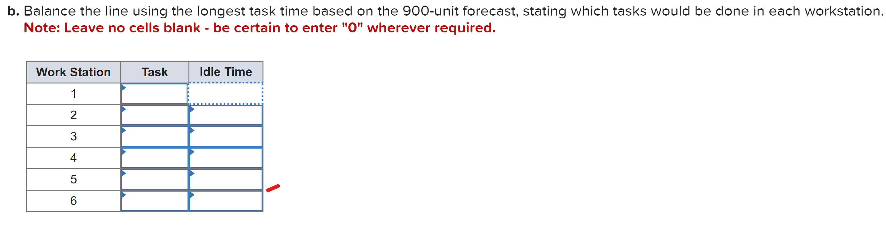 Solved b. Balance the line using the longest task time | Chegg.com