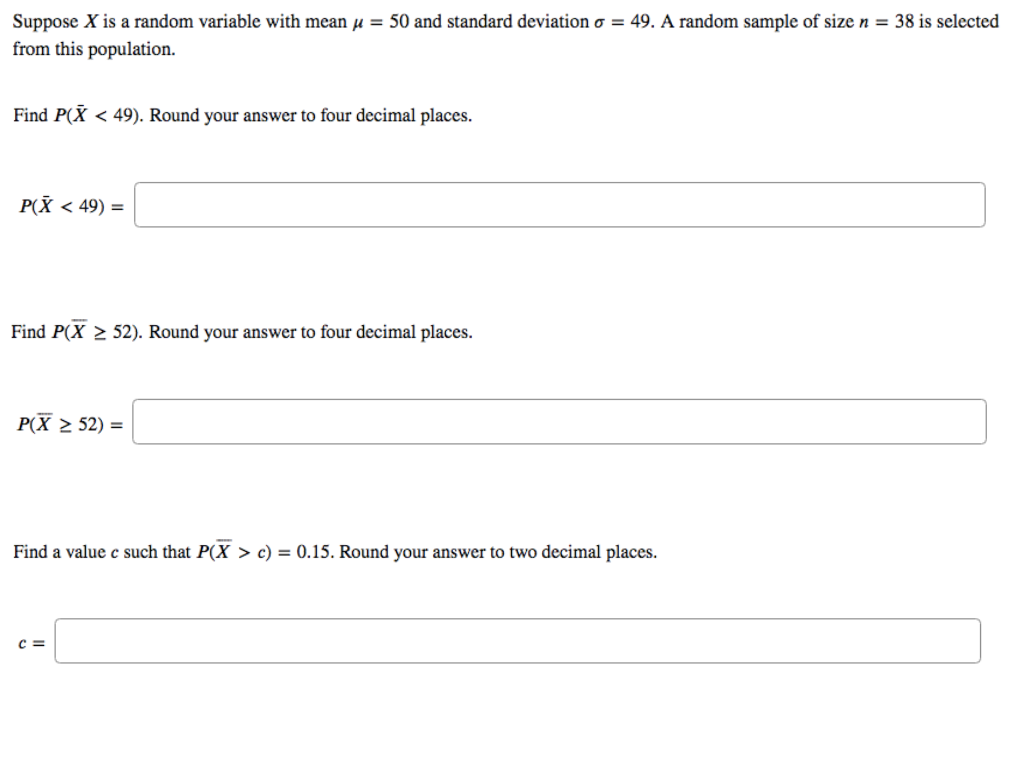 Solved Suppose X is a random variable with mean u = 50 and | Chegg.com