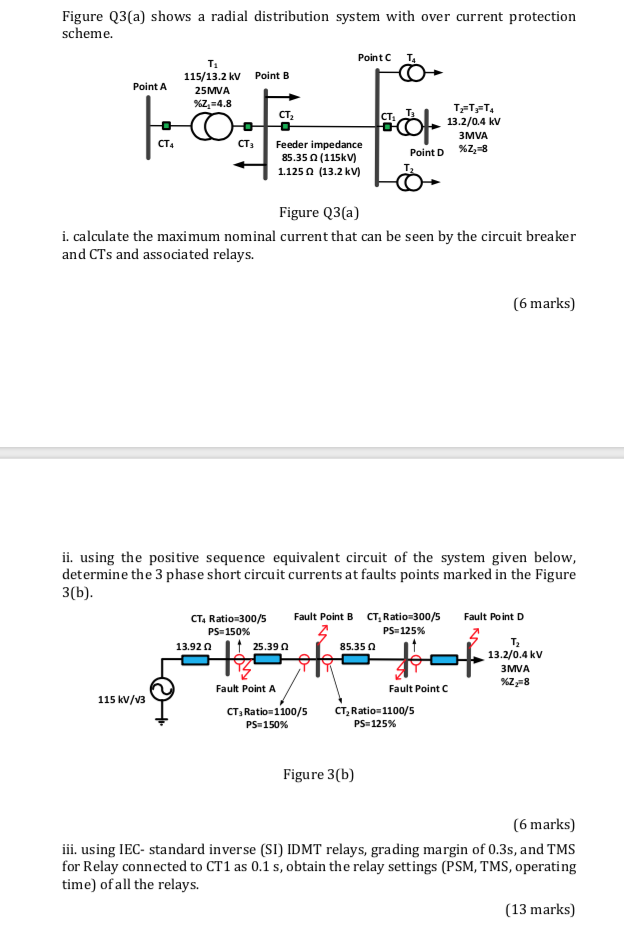 Figure Q3(a) shows a radial distribution system with | Chegg.com