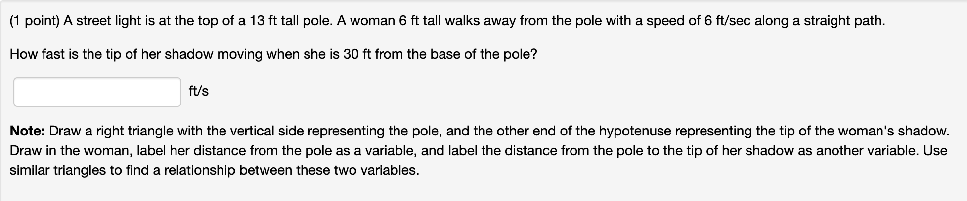 Solved (1 point) A street light is at the top of a 13ft tall | Chegg.com