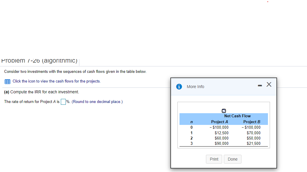 Solved Problem 7-26 (algorithmic) Consider two investments | Chegg.com