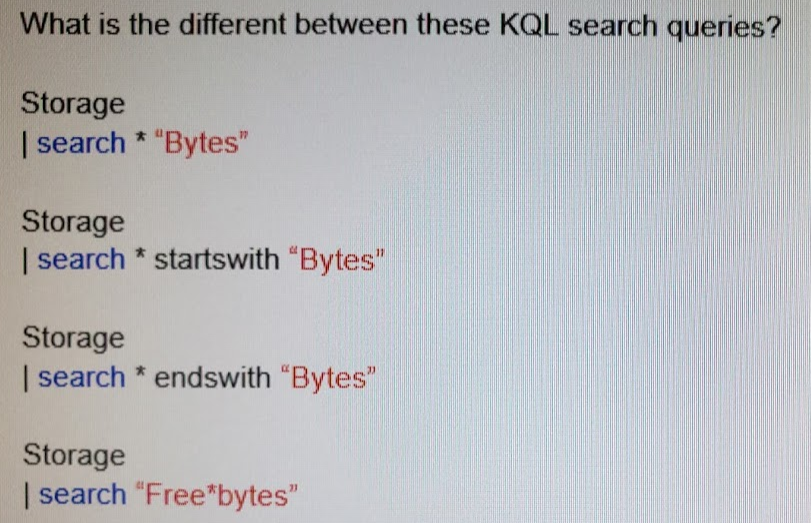 Solved What is the different between these KQL search | Chegg.com