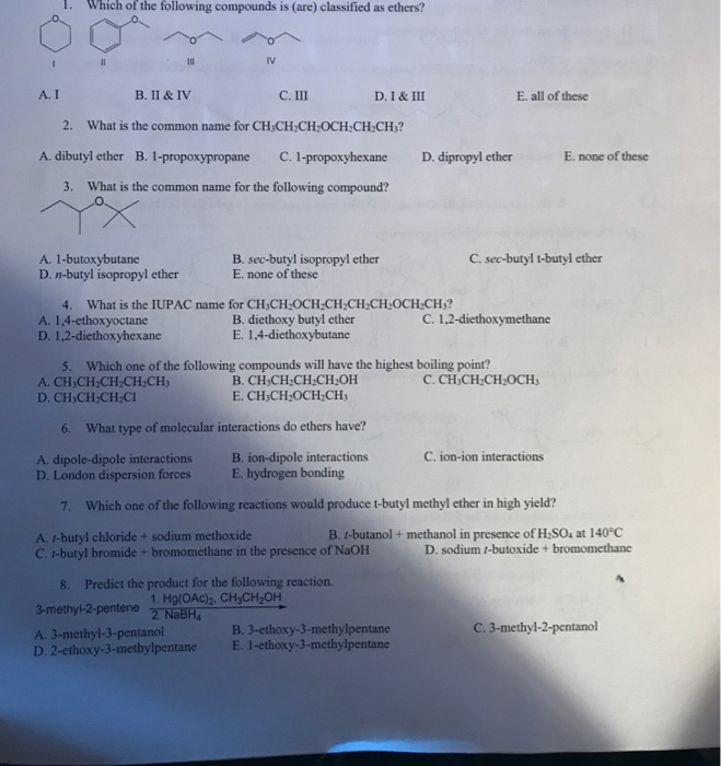 Solved 1. Which of the following compounds is (are) | Chegg.com