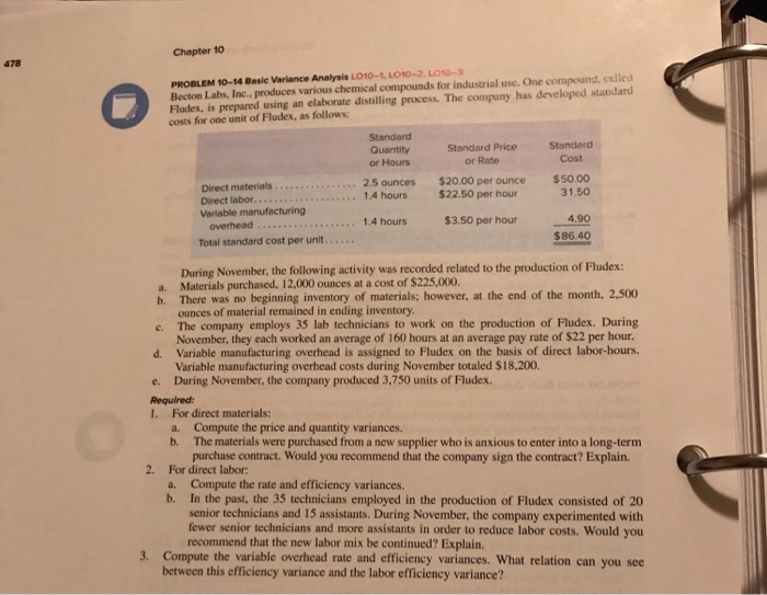 Solved Chapter 10 478 Problem 10 14 Basic Variance Analysis 0312