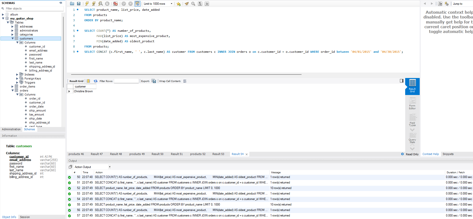 Solved Please help with SELECT MySQL statements 6. Write | Chegg.com