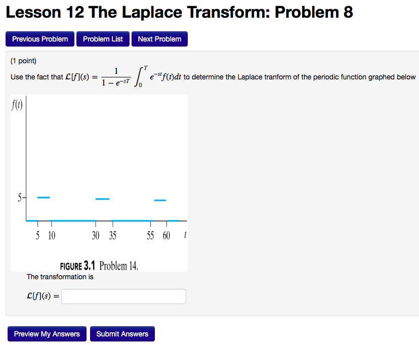 Solved Lesson 12 The Laplace Transform: Problem 8 Previous | Chegg.com