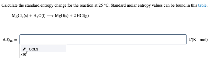 Solved Calculate the standard entropy change for the | Chegg.com