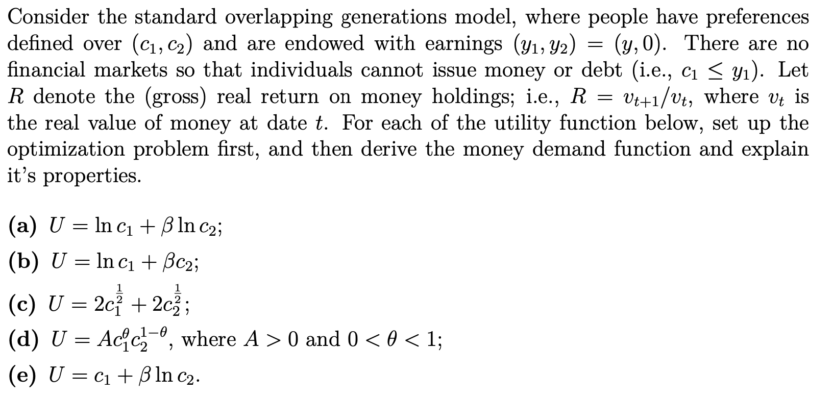 Solved - 2 Consider the standard overlapping generations | Chegg.com
