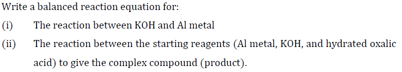 Solved Write a balanced reaction equation for: (i) The | Chegg.com