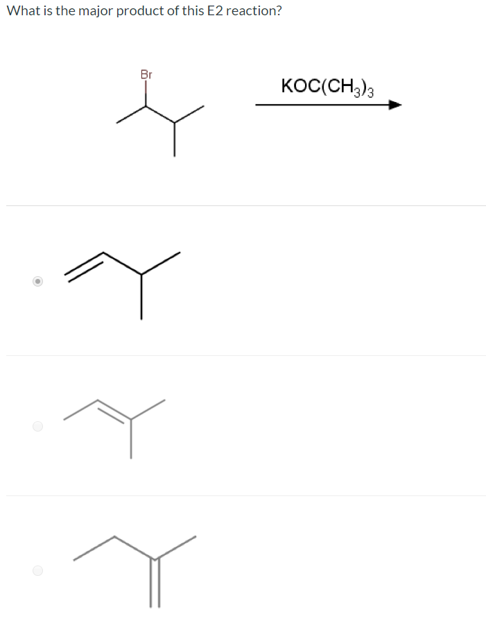 Solved What is the major product of this E2 reaction? | Chegg.com