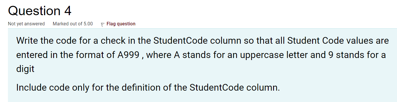 Solved Create a table named Student in the current database | Chegg.com