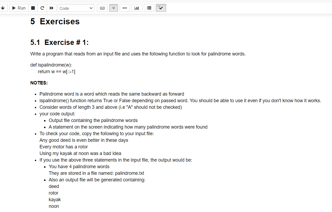 Solved Run с Code 1 5 Exercises 5.1 Exercise # 1: Write a | Chegg.com