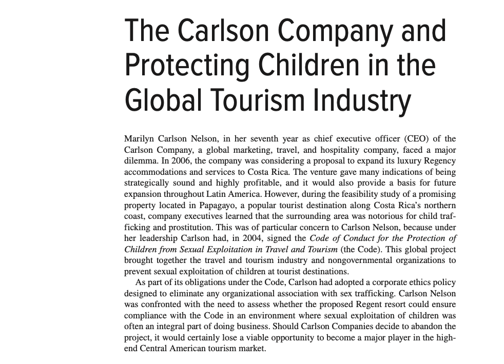 Solved The Carlson Company and Protecting Children in the | Chegg.com