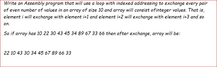Solved Write an Assembly program that will use a loop with | Chegg.com