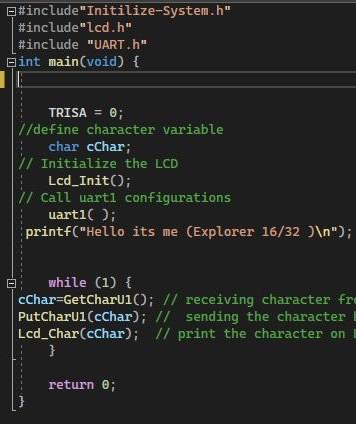 Solved TRISA =0; //define character variable char cchar; // | Chegg.com