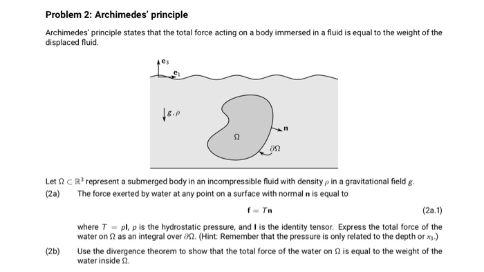 Solved Problem 2: Archimedes' principle Archimedes' | Chegg.com