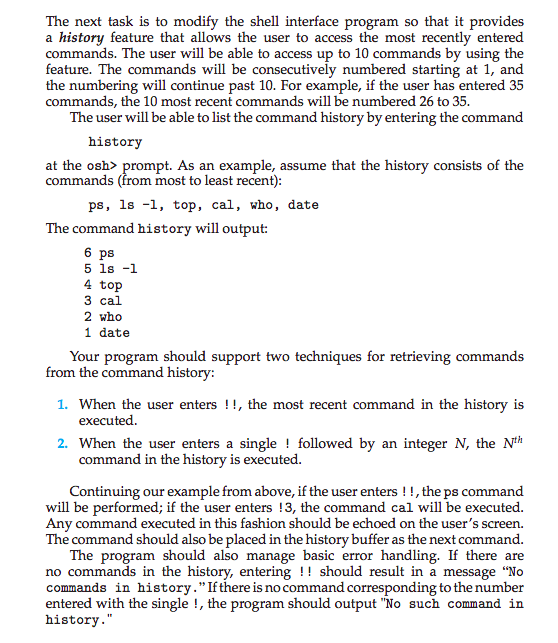 The next task is to modify the shell interface | Chegg.com