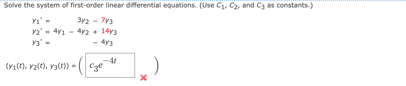 Solved Solve the system of first-order linear differential | Chegg.com