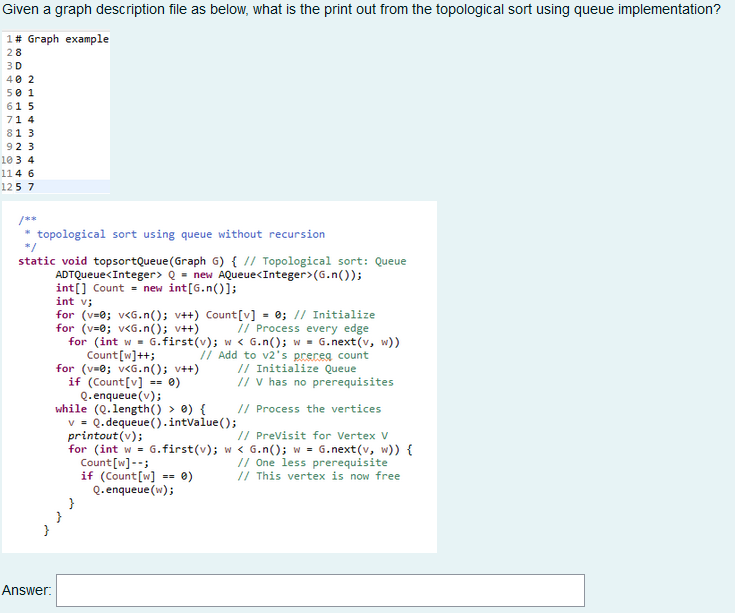 Solved Given a graph description file as below, what is the | Chegg.com