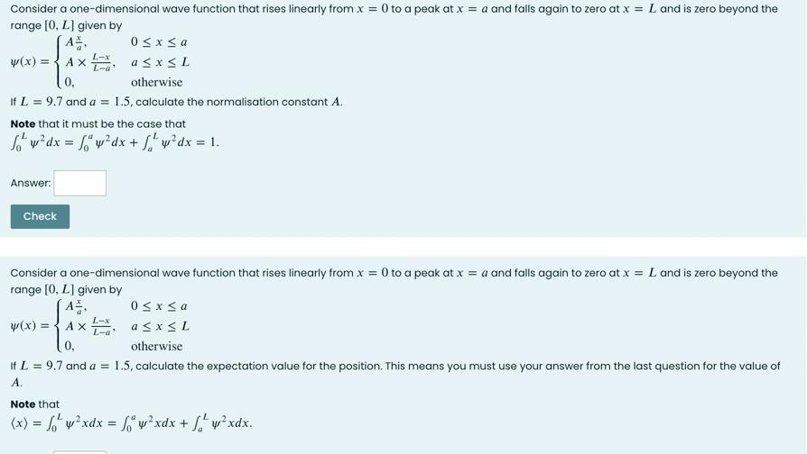 Solved Consider a one-dimensional wave function that rises | Chegg.com