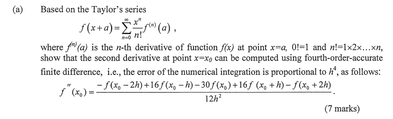 Solved (a) Based on the Taylor's series | Chegg.com