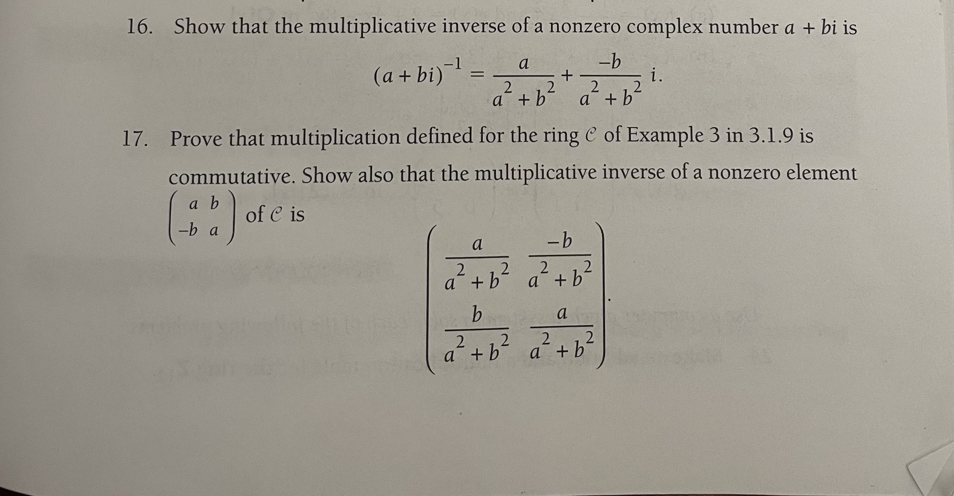Solved 16. Show that the multiplicative inverse of a nonzero | Chegg.com
