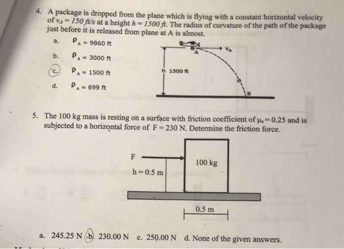 Solved 4. A package is dropped from the plane which is | Chegg.com