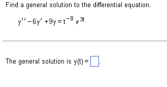 Solved Find a general solution to the differential equation. | Chegg.com