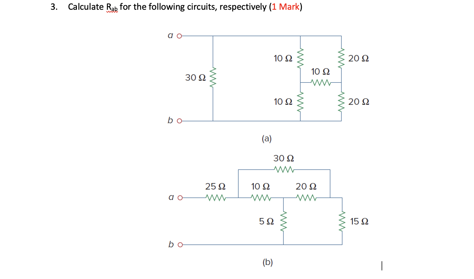 Solved 3. Calculate Rab for the following circuits, | Chegg.com