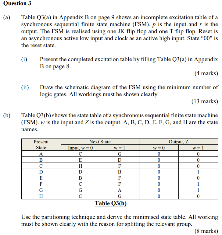 Solved Question 3 (a) Iable U3(a)a) Table Q3(a) in Appendix | Chegg.com