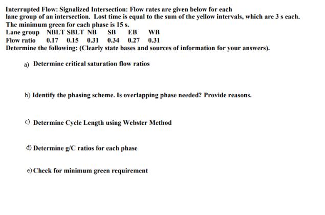 Solved Interrupted Flow: Signalized Intersection: Flow rates | Chegg.com