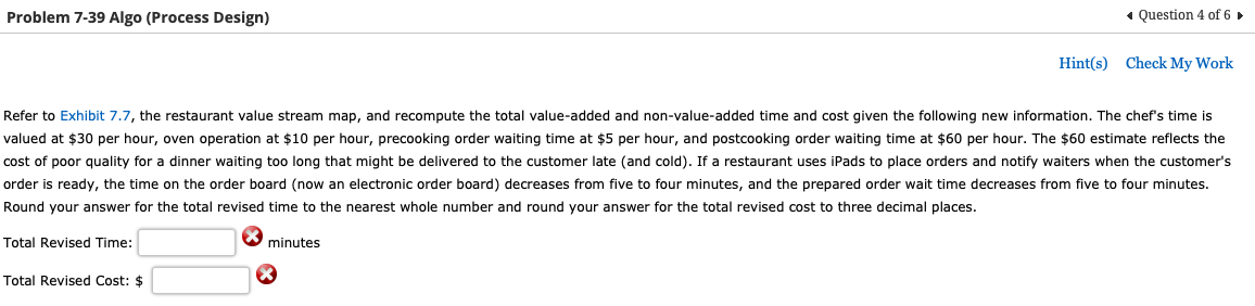 Refer to Exhibit 7.7, ﻿the restaurant value stream | Chegg.com