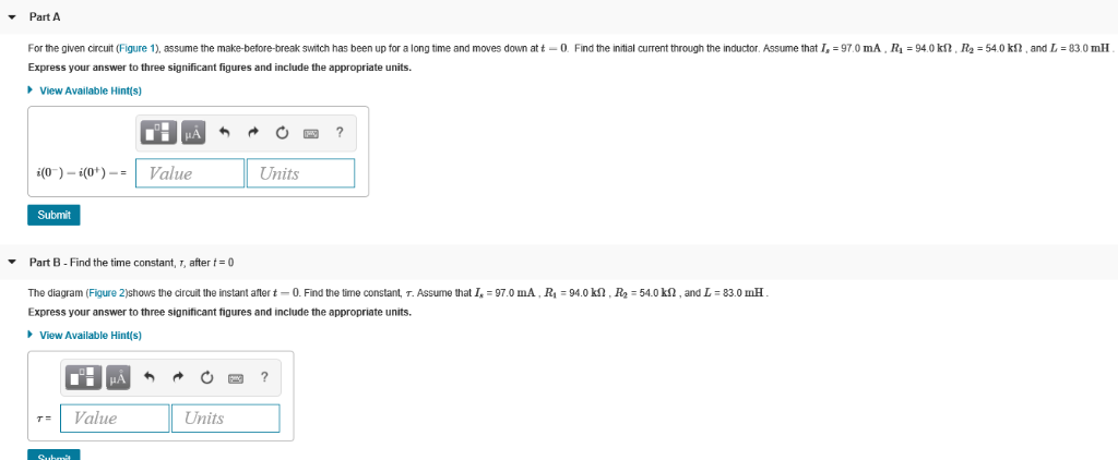 Solved Part A For the given circuit (Figure 1) assume the | Chegg.com