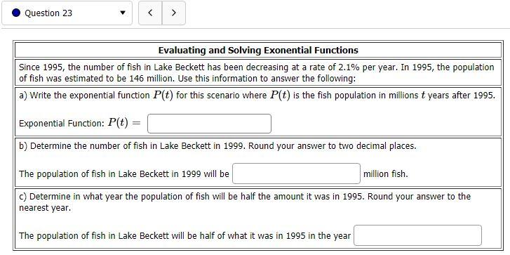 Solved Question 23 Y > Evaluating and Solving Exonential | Chegg.com