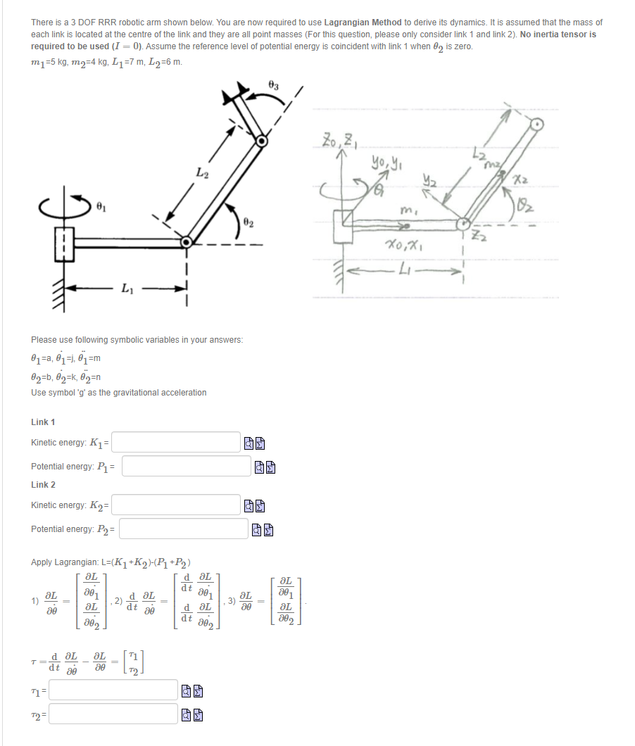 Solved There is a 3 DOF RRR robotic arm shown below. You are | Chegg.com