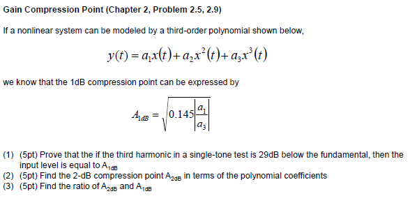 Gain Compression Point (Chapter 2, Problem 2.5, 2.9) | Chegg.com